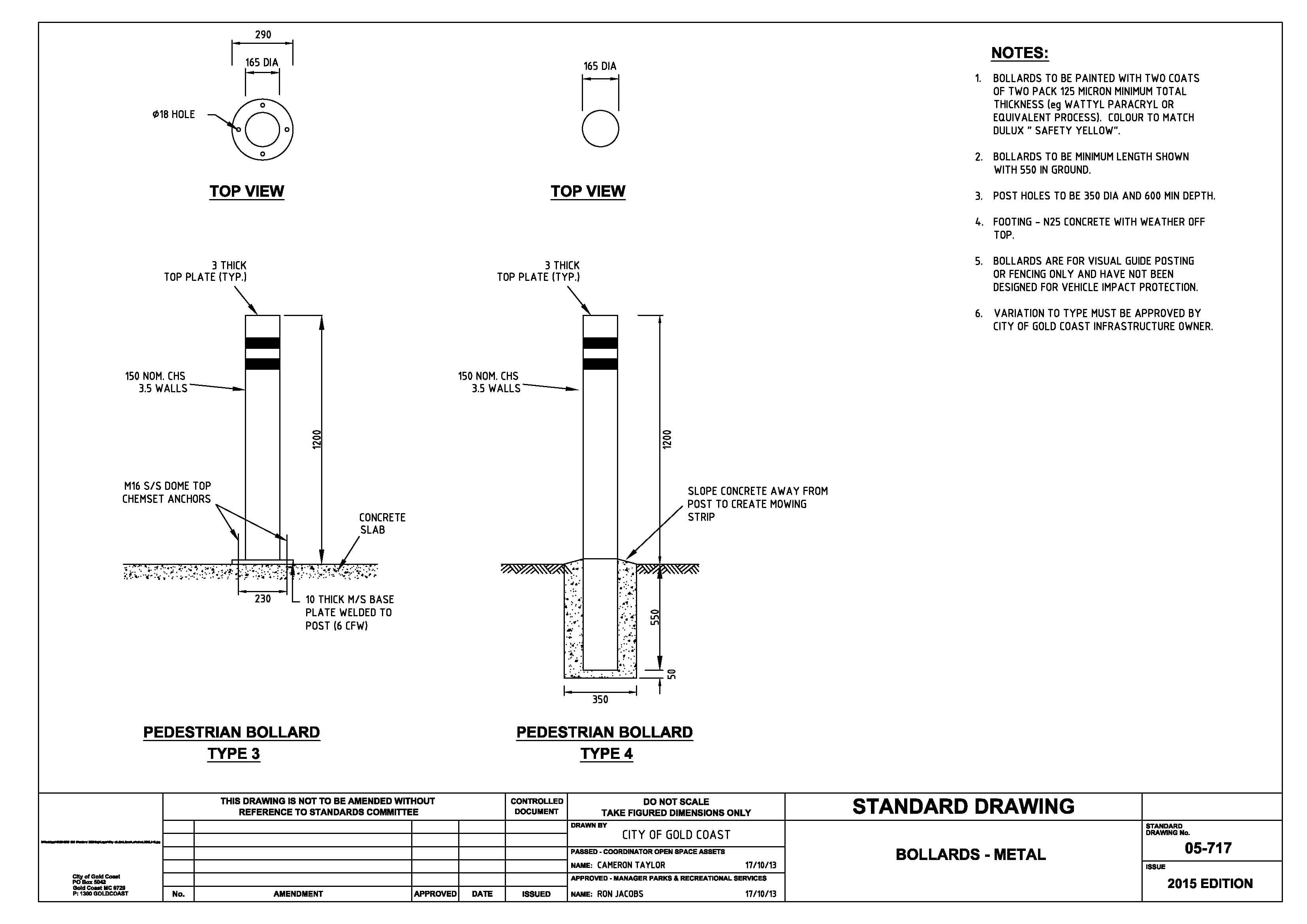 165 OD/MM | Type 4 Gold Coast In-Ground Bollard - 05-617 – TKO Bollards